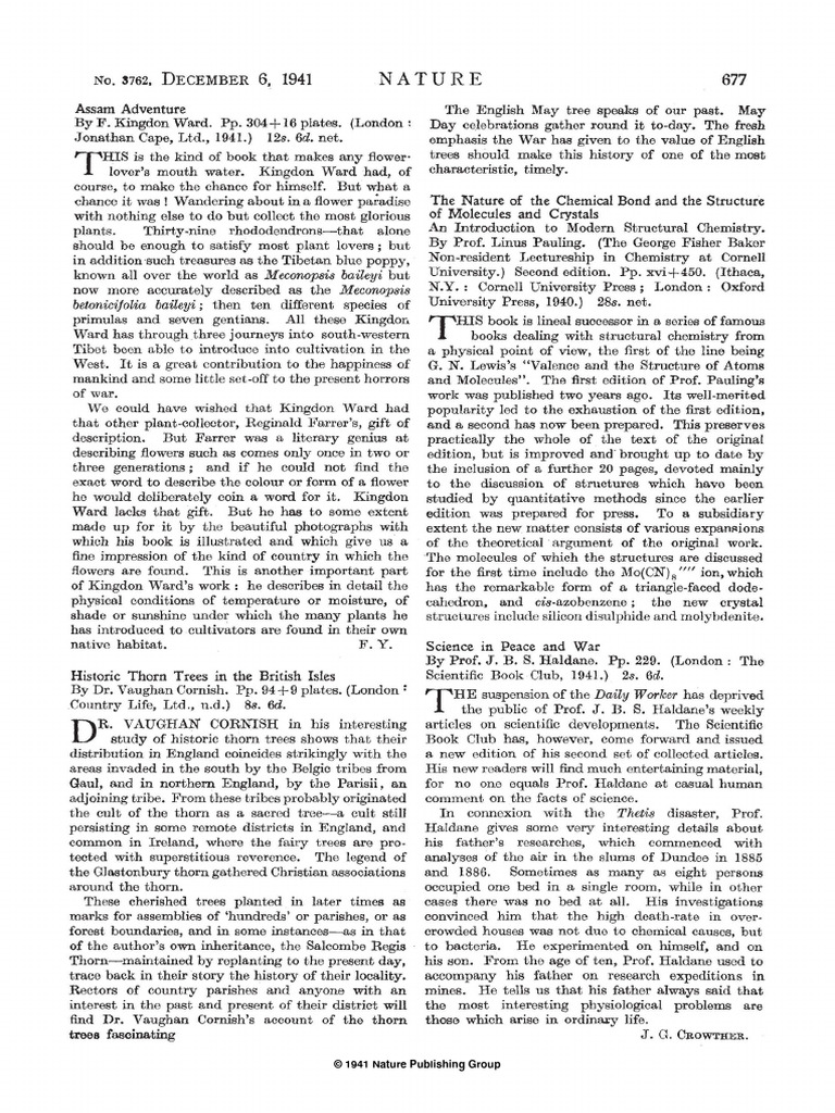 © 1941 Nature Publishing Group | PDF | Chemistry | Physical Sciences