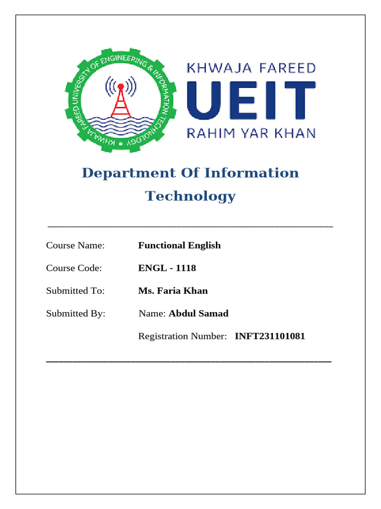 Assignment 1 Front Page | PDF