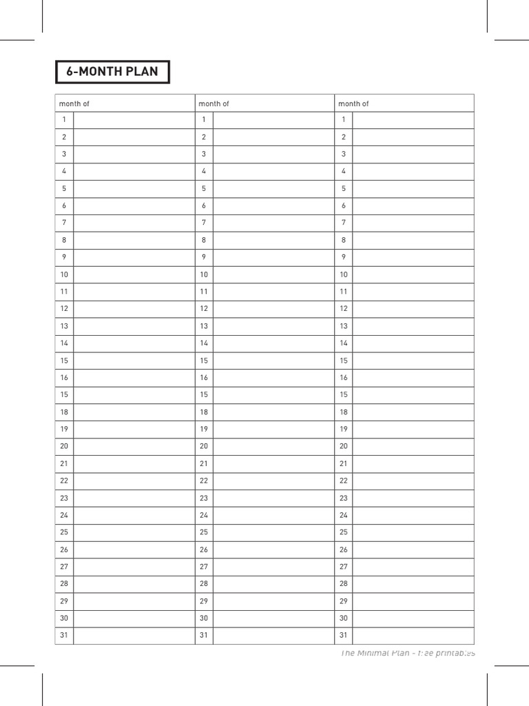 TheMinimalPlan Free Printables 6months Plan | PDF