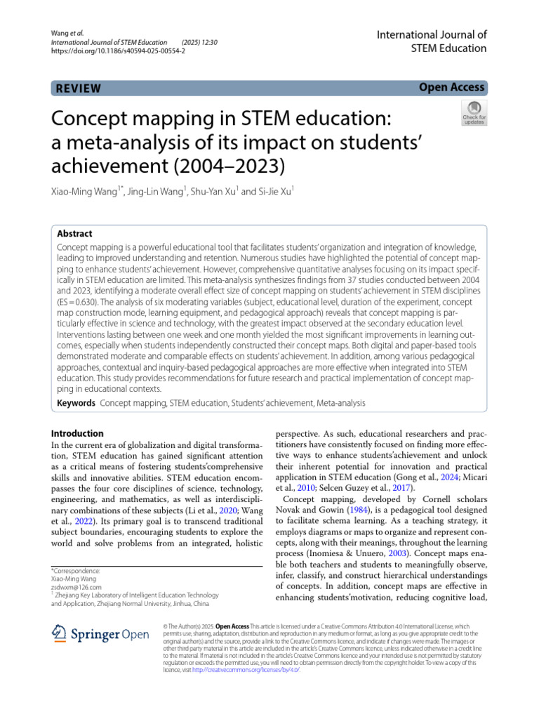 Impact of Concept Mapping on STEM Achievement | PDF | Meta Analysis ...