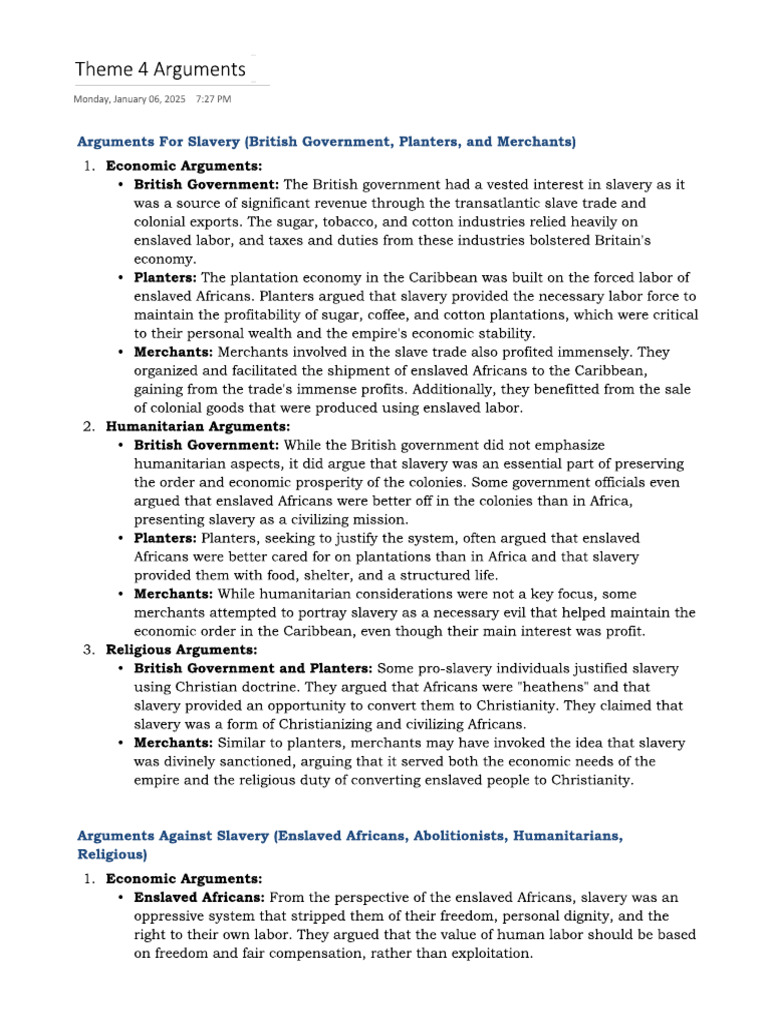 Arguments AGAINST and For SLavery | PDF