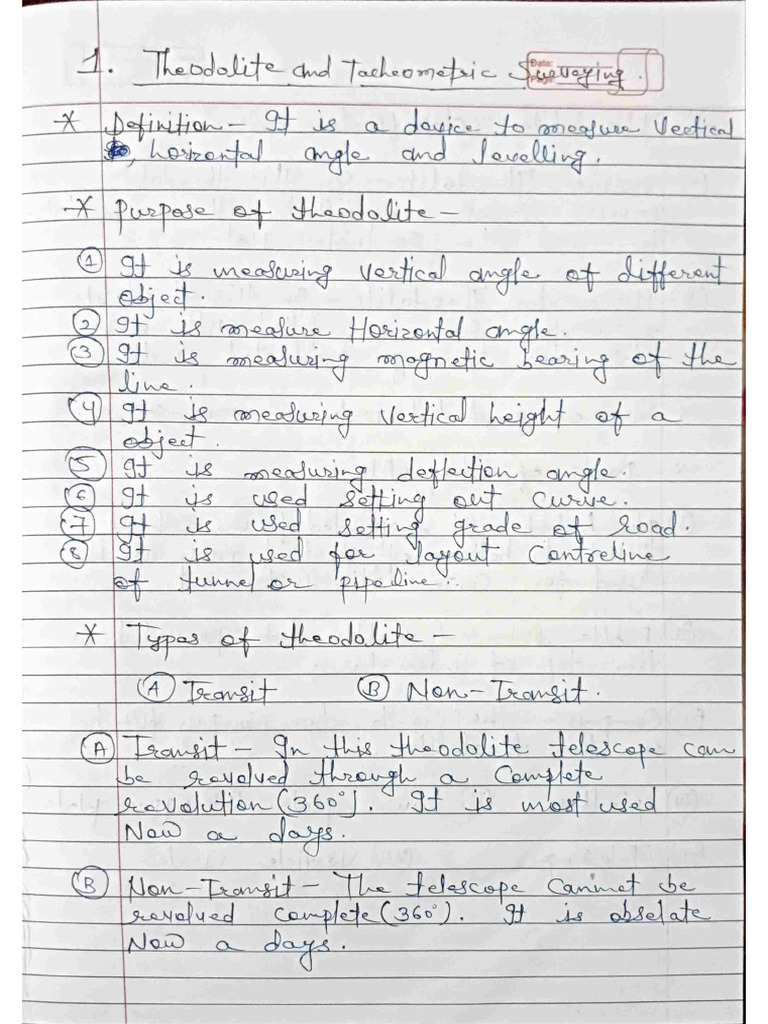 1.theodolite and Tacheometric Surveying | PDF