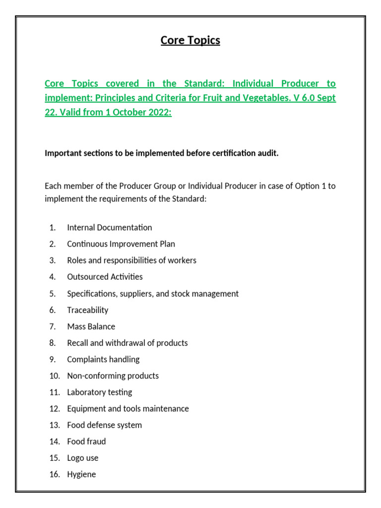 Essential Certification Criteria for Producers | PDF