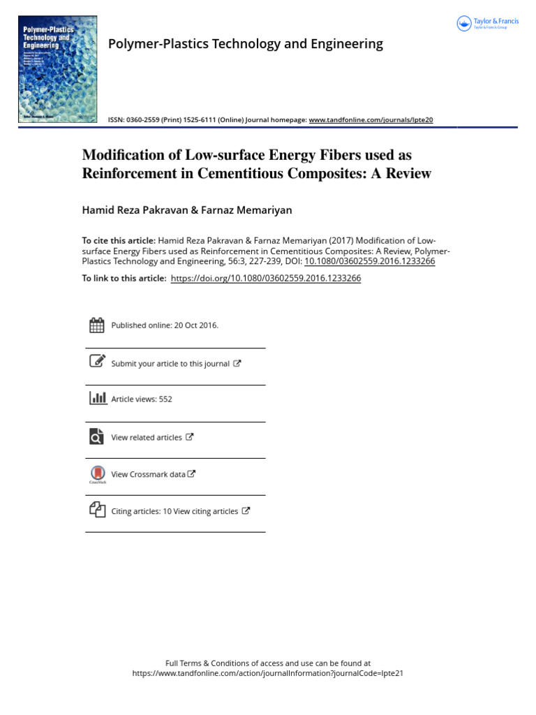 Modification of Lowsurface Energy Fibers Used As Reinforcement in ...