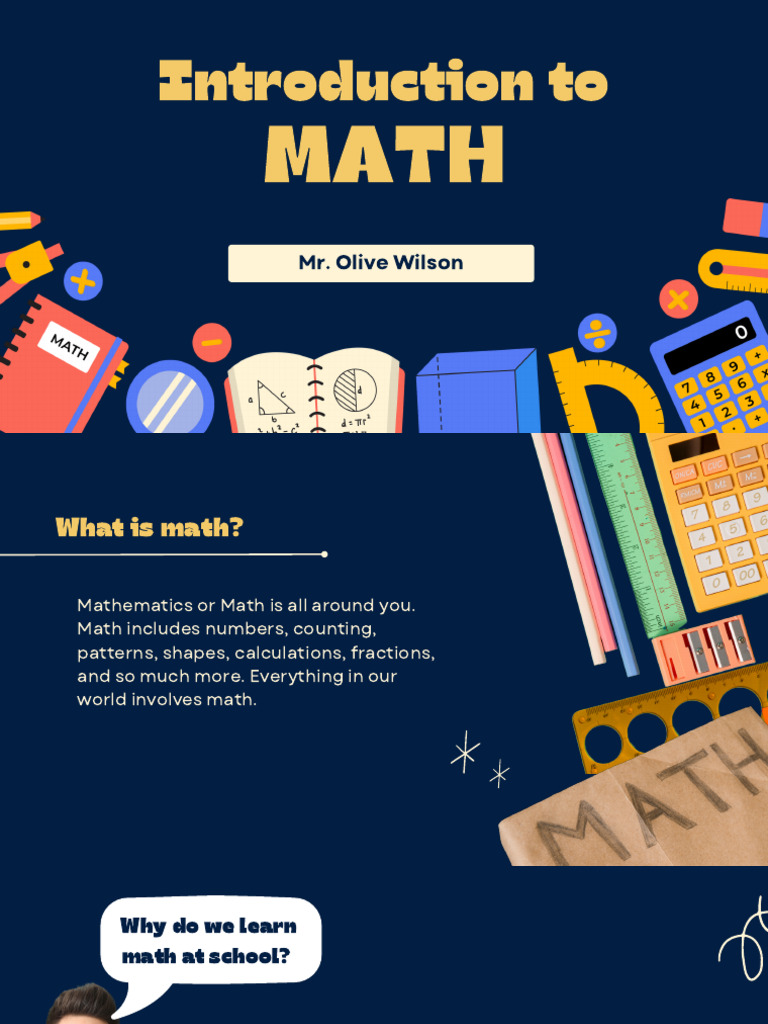 Introduction To Math Presentation in Blue and Yellow Illustrative Style ...