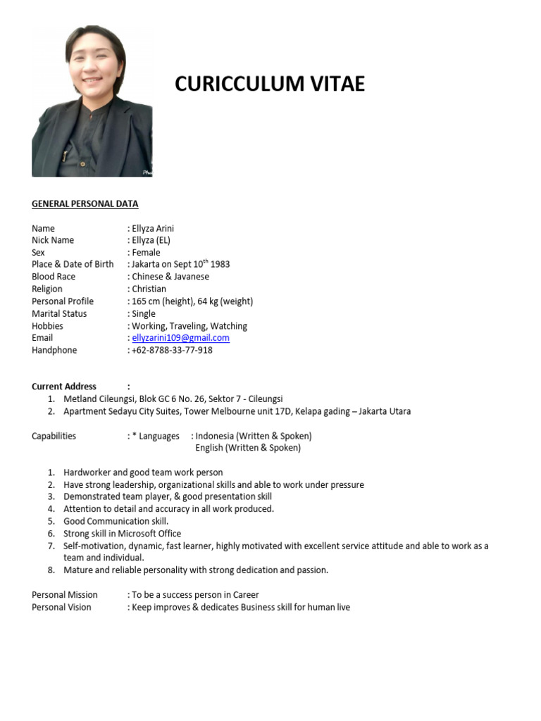HR & GA Manager Profile: Ellyza Arini | PDF | Human Resource Management ...