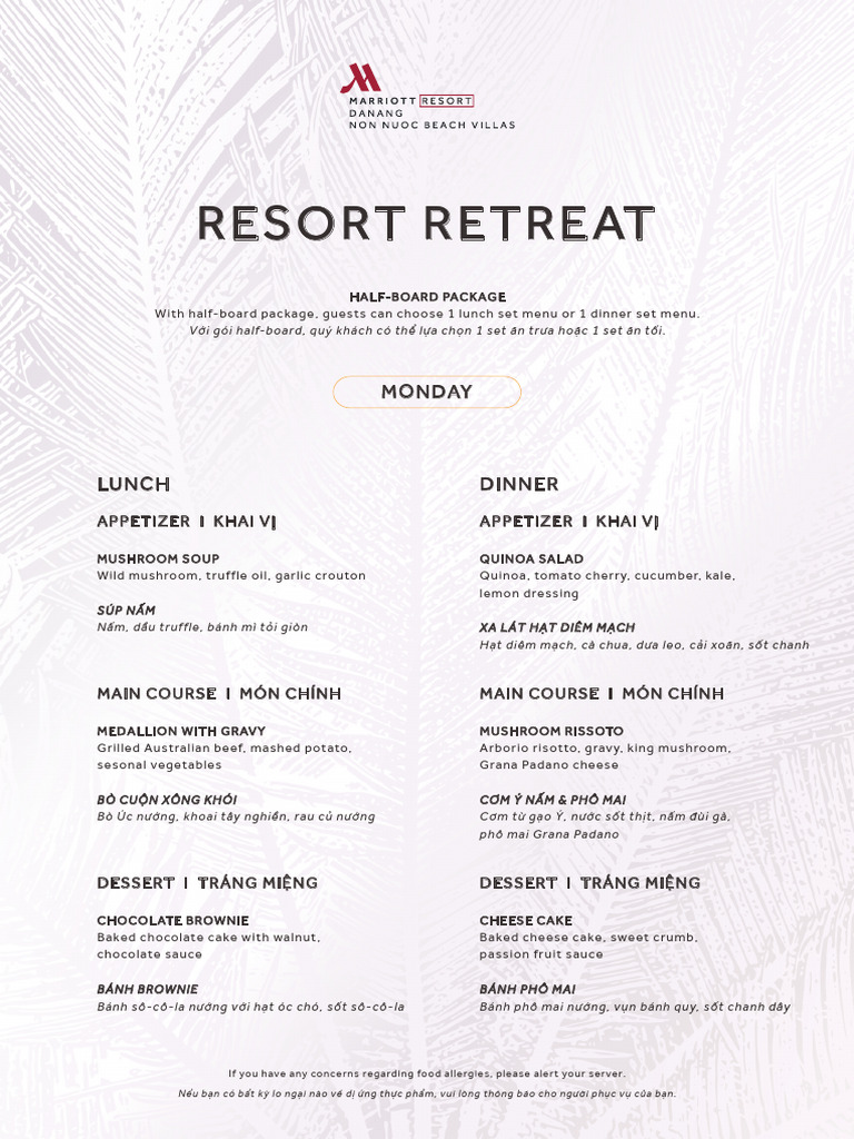 Resort Retreat Menu (Updated 0425) | PDF