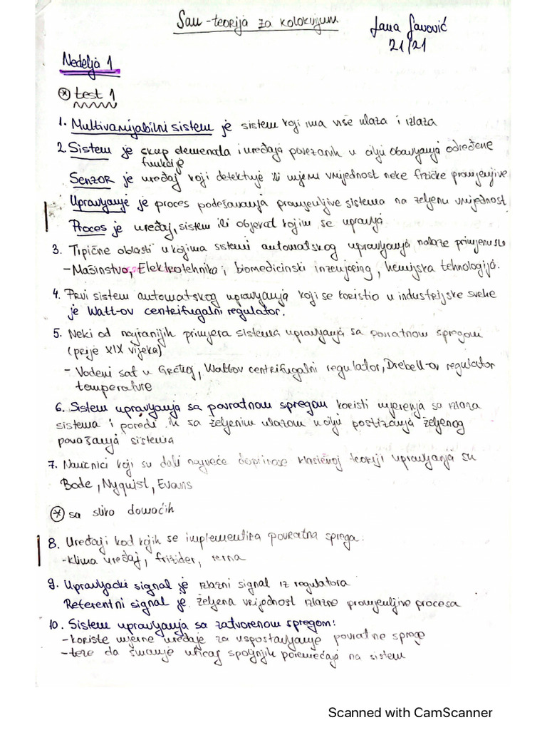 SAU (Teorija Kolokvijum) | PDF