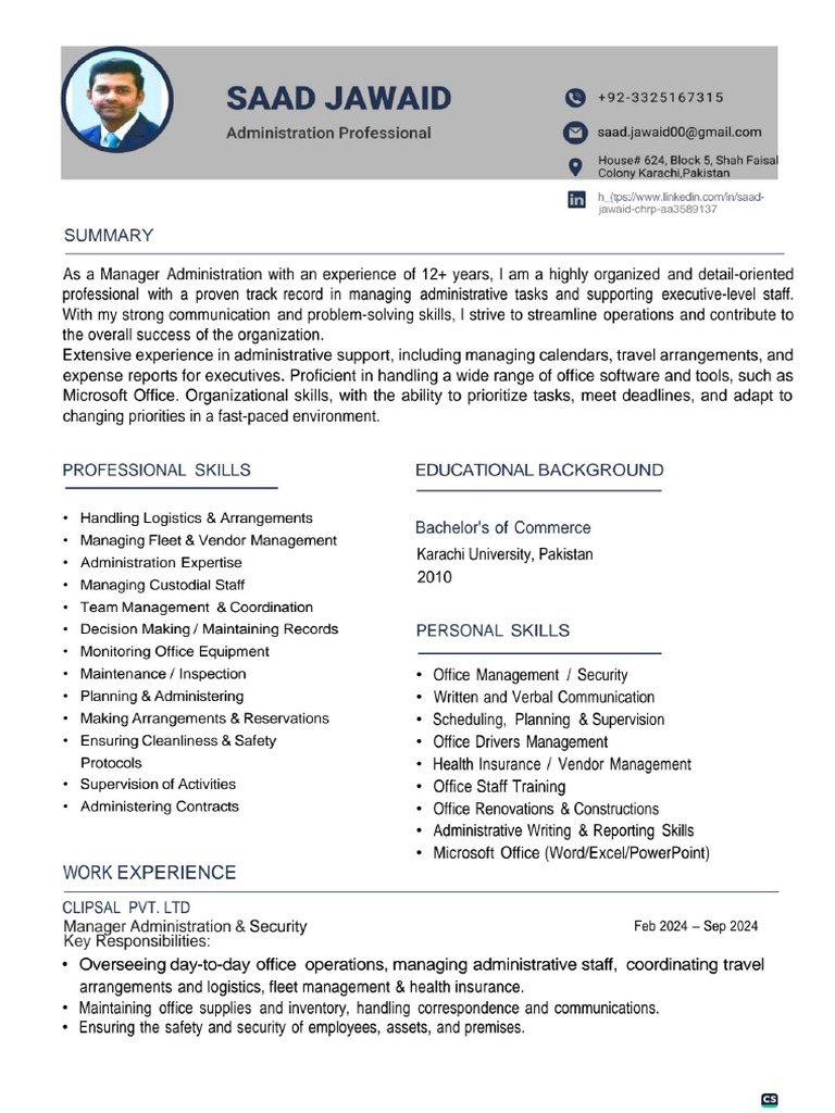 Saad Jawaid Admin | PDF