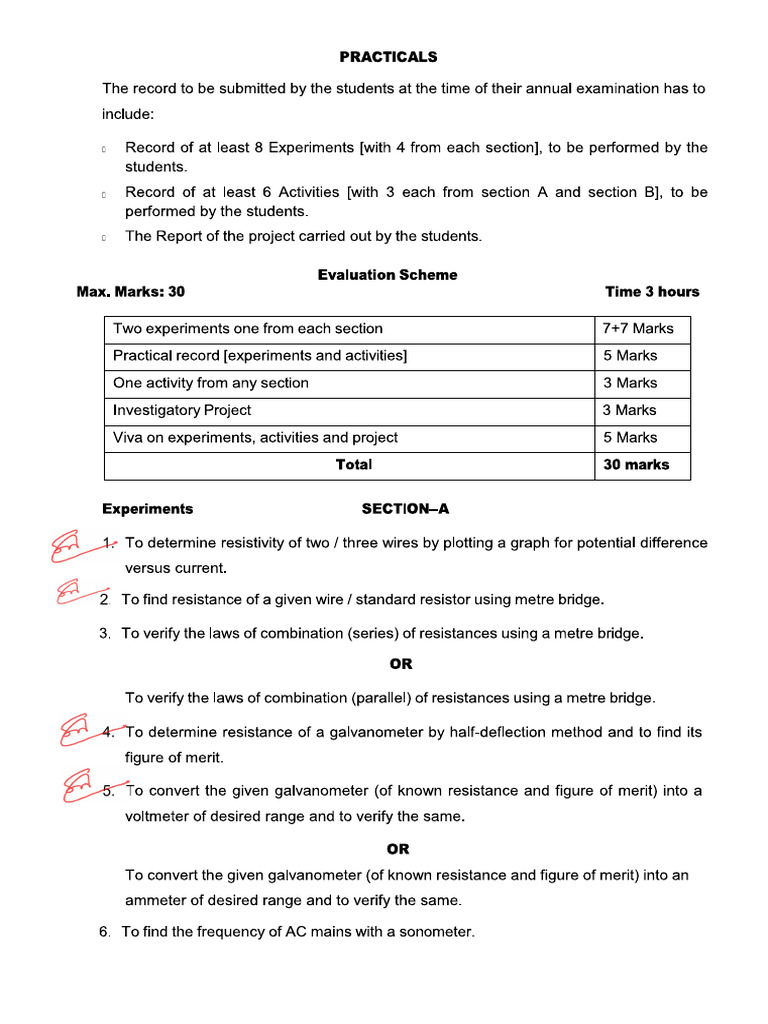 Xii Physics Practicals and Activities 2025-2026 | PDF