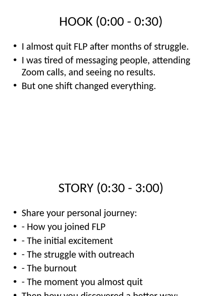 FLP YouTube Hook Story Lesson CTA | PDF