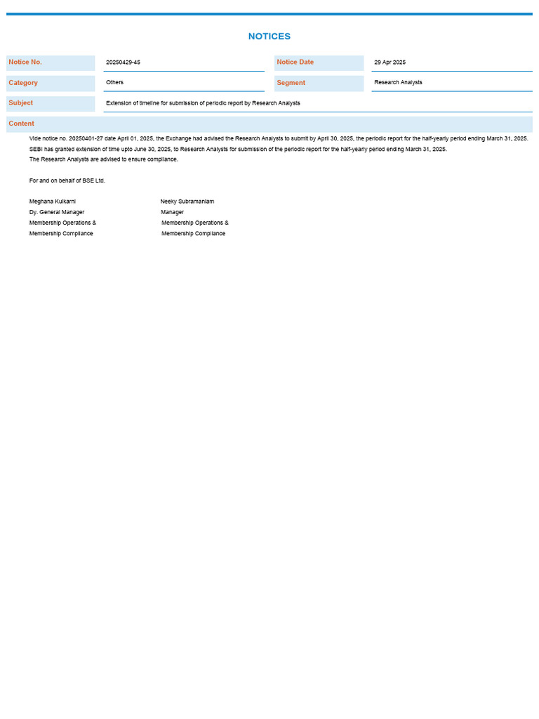 Notices: Notice No. Notice Date | PDF