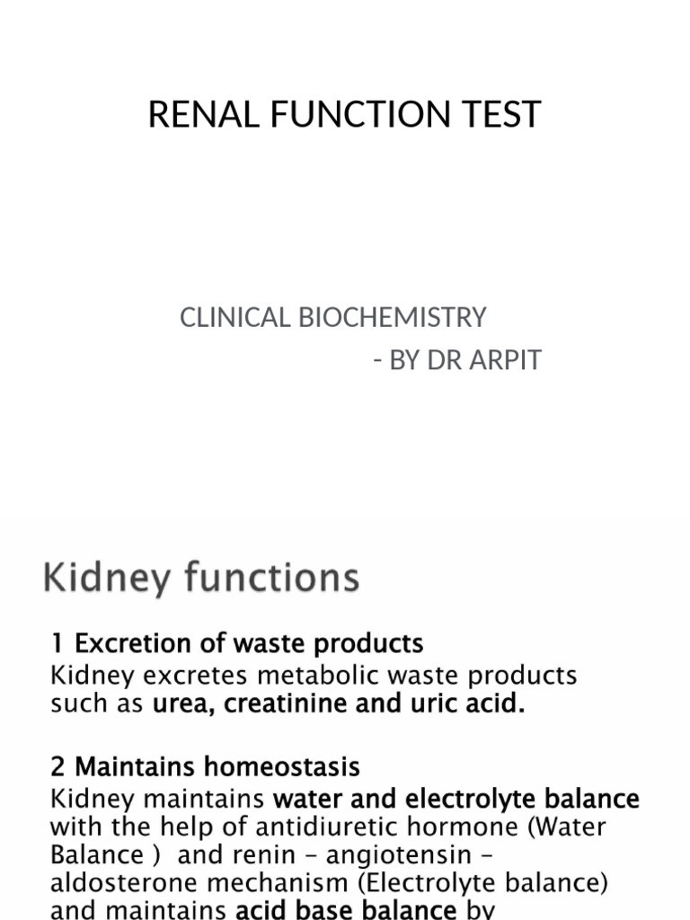 Renal Function Test by DR Arpit | PDF