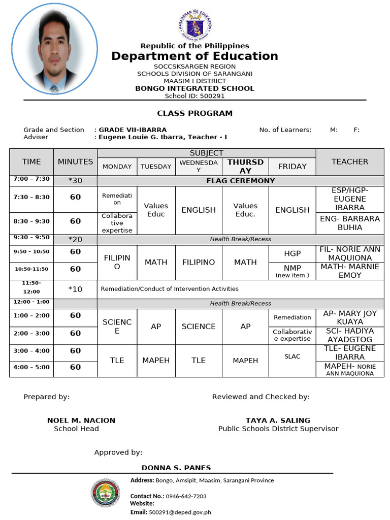 Class Program Junior Hs 2025 2026 Wo NT | PDF | Government Related ...
