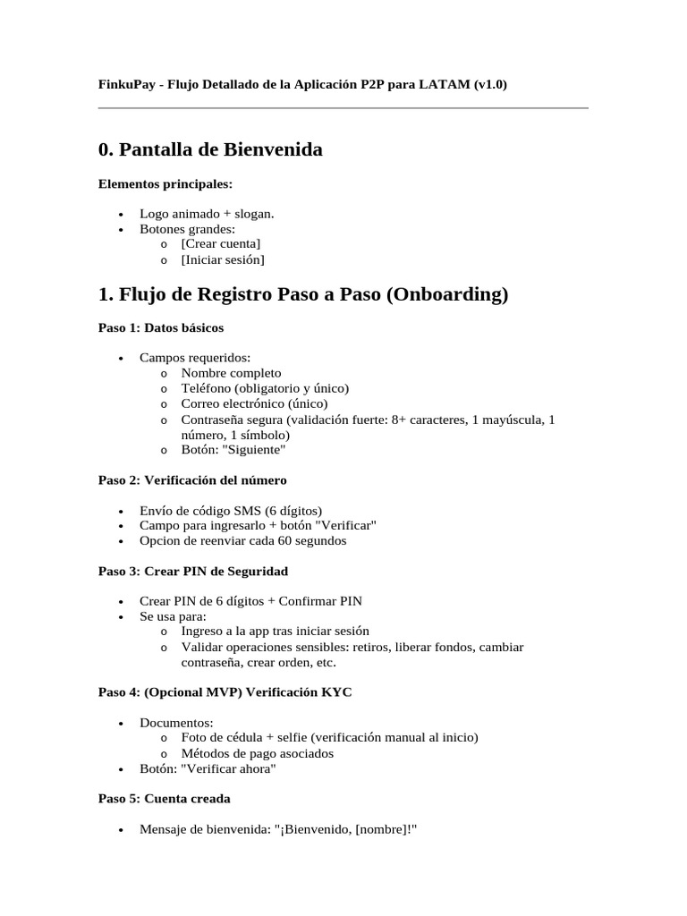Flujo de Registro en FinkuPay P2P | PDF | Contraseña