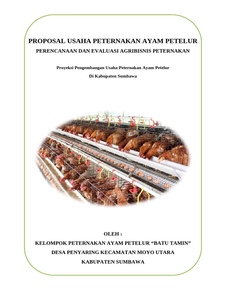 Proposal Usaha Peternakan Ayam Petelur | PDF
