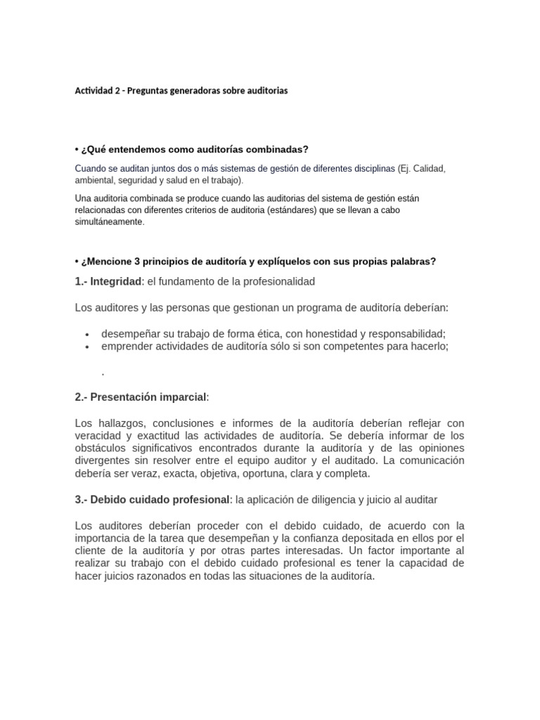 Auditorías: Principios y Competencias Clave | PDF | Auditoría | Business