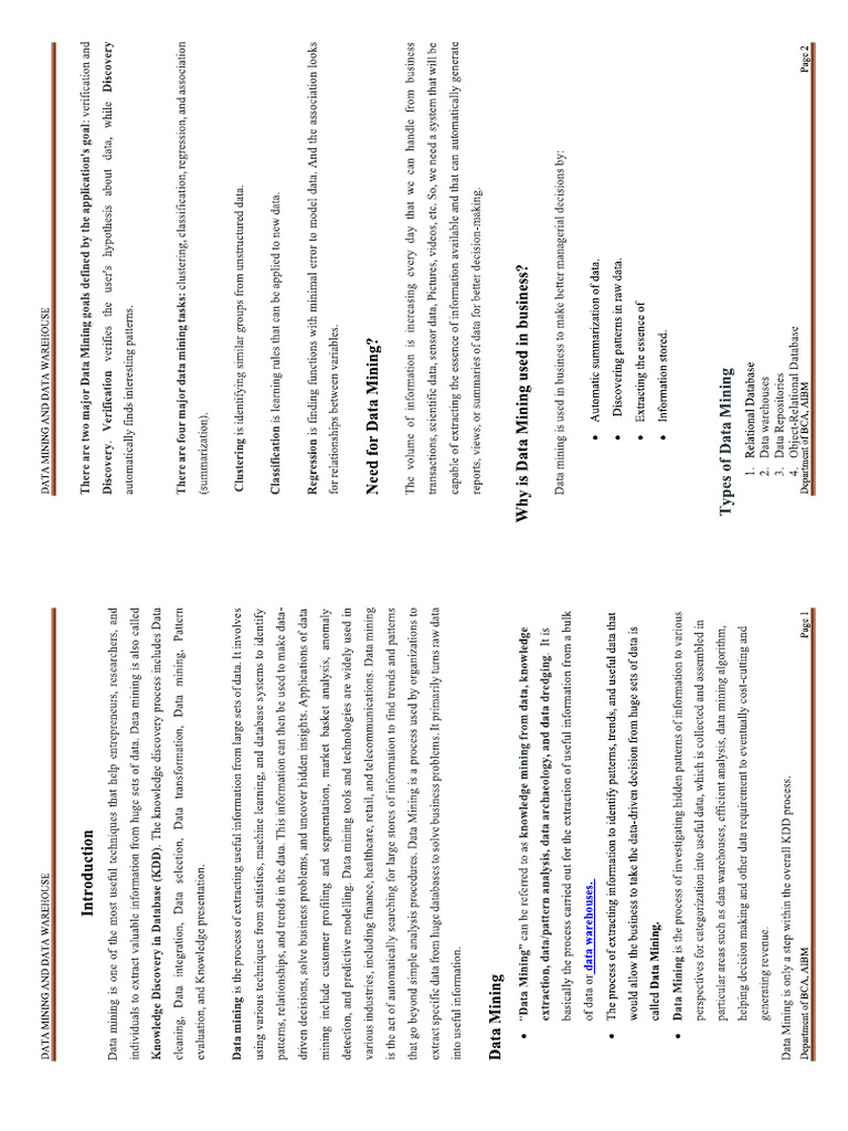 Unit1 Datamining | PDF