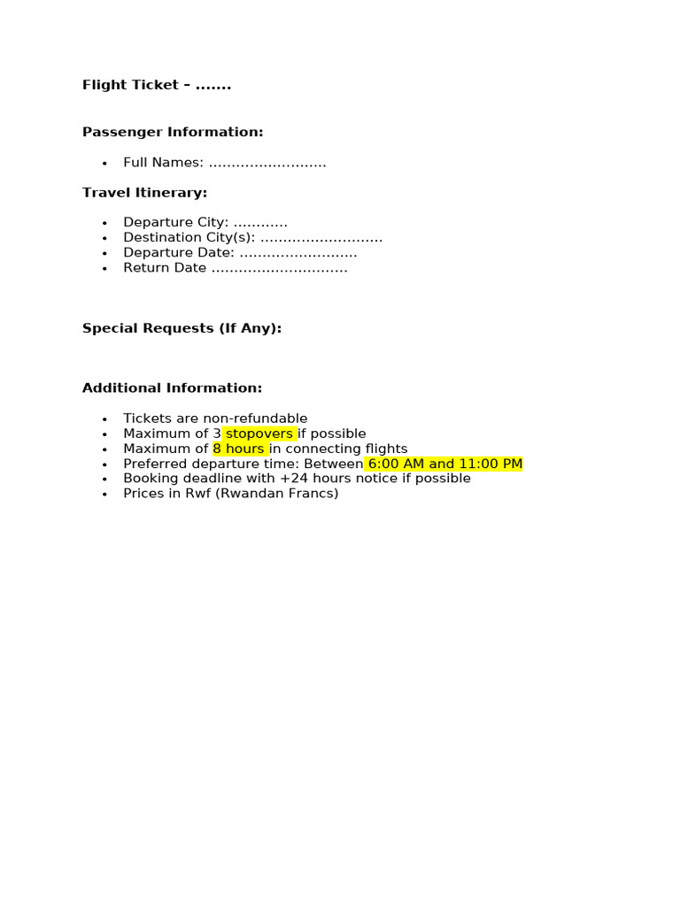 Flight Booking Template | PDF