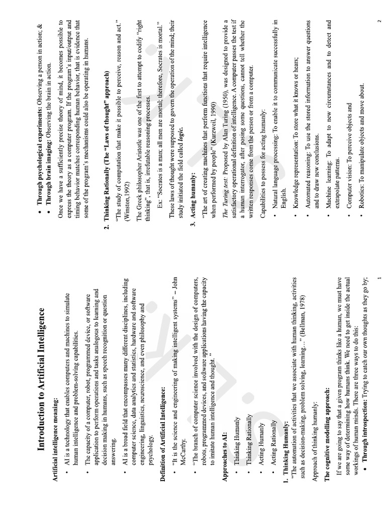 Unit 1 Intro AI 2x2 | PDF