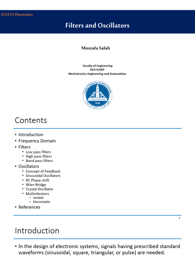 Electronics: Filters and Oscillators Guide | PDF | Electronic ...