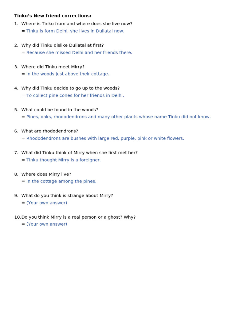 Tinku's New Friend | PDF