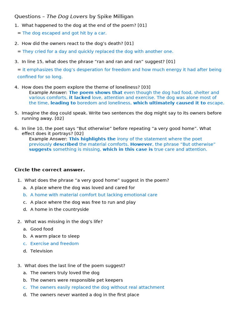 Dog Lovers Questions | PDF