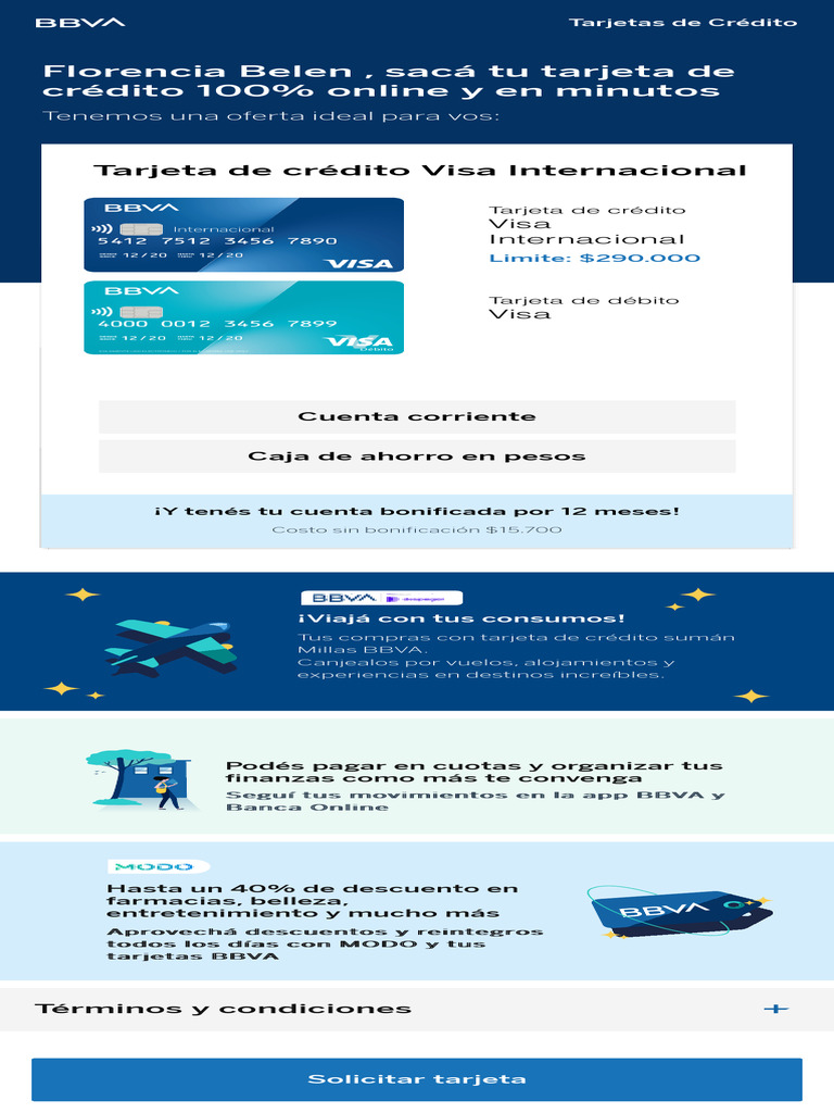 Solicita Tu Tarjeta de Crédito BBVA Argentina | PDF