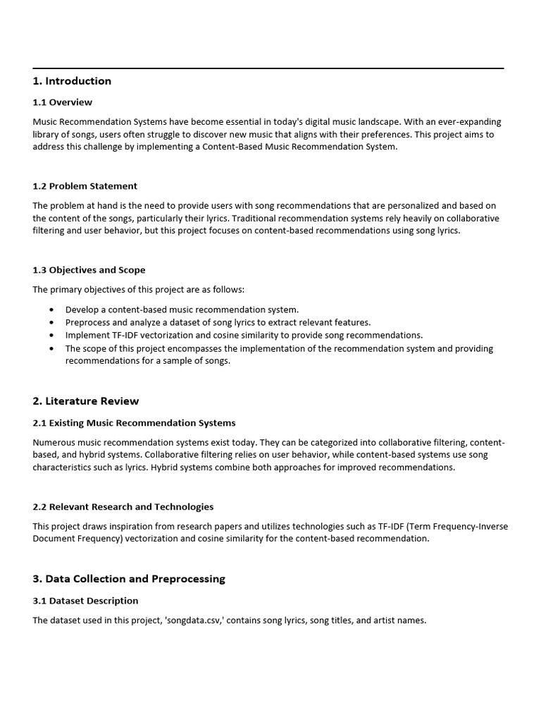 Content-Based Music Recommendation System | PDF | Python (Programming ...