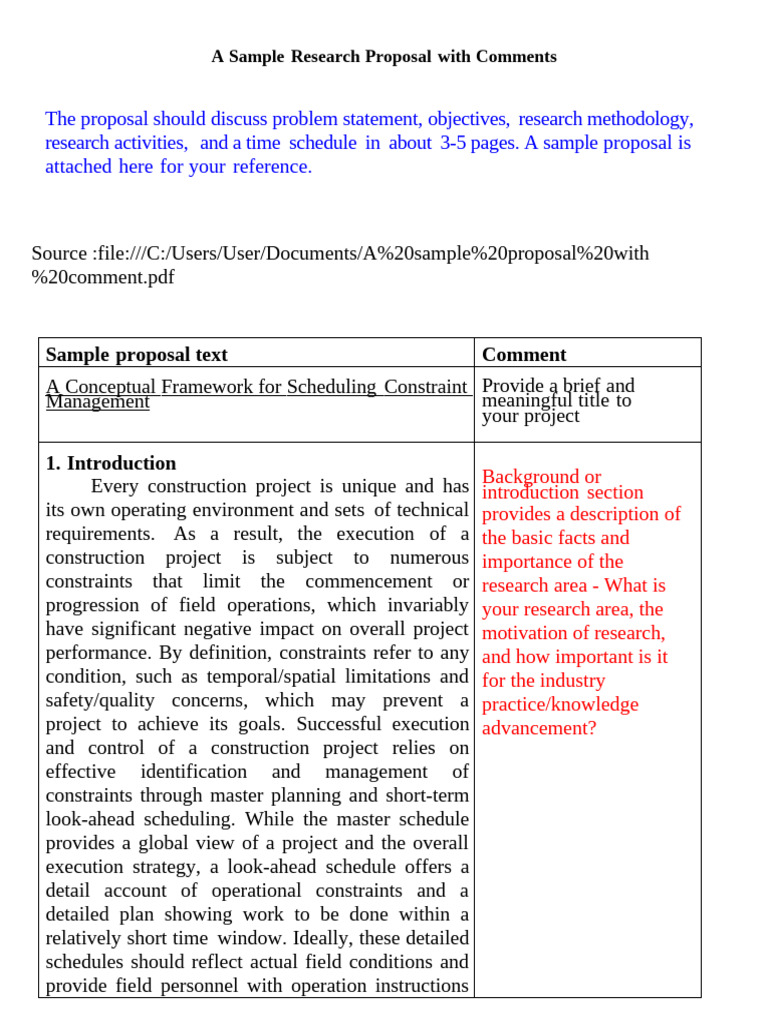 A Sample Proposal With Comment | PDF | Methodology | System