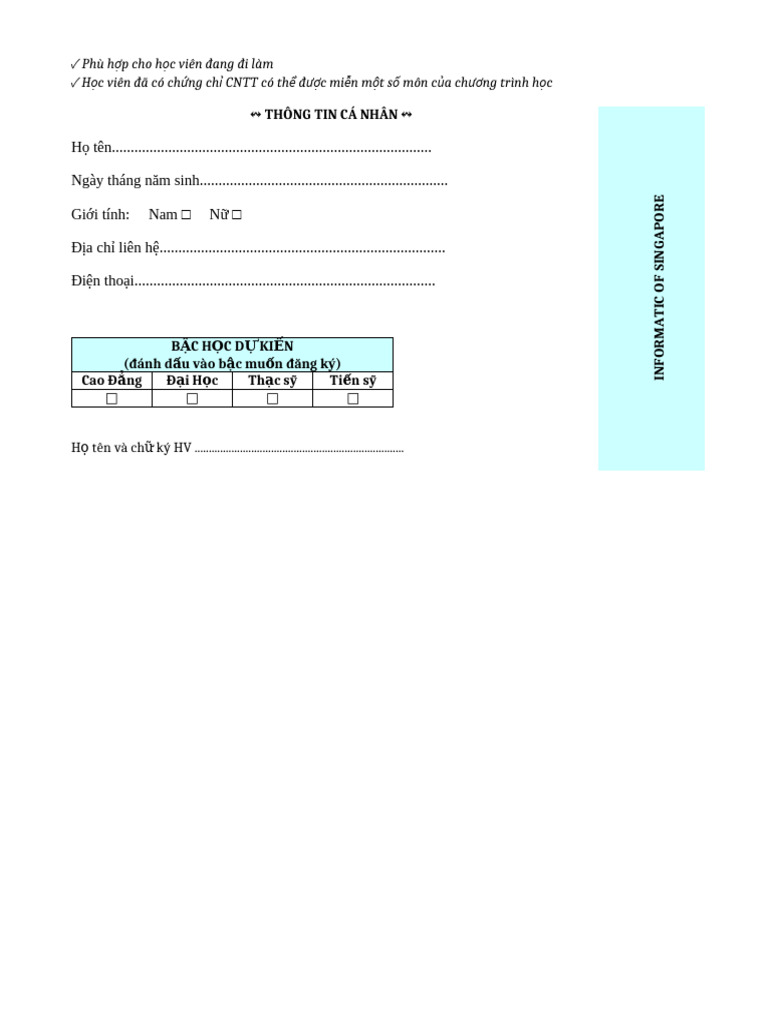 Mau Bieu Thong Tin HV | PDF