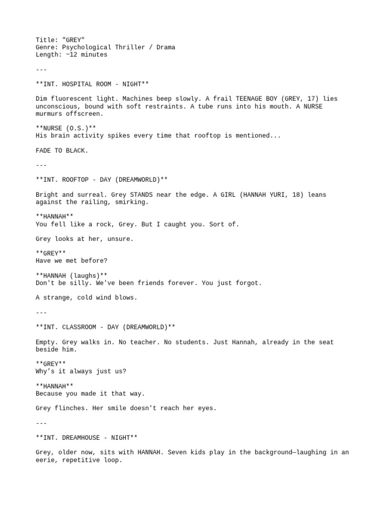 Grey Psychodrama Script | PDF