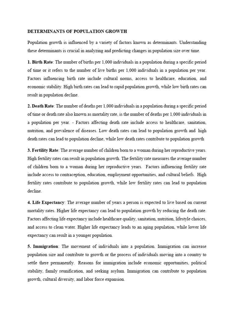 Determinants of Population Growth | PDF | Population Growth | Birth Rate