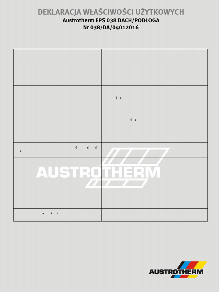 DWU Austrotherm EPS 038 Dach Podloga 201901 | PDF