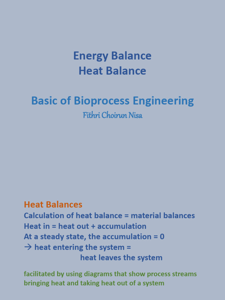 Energy and Heat Balance in Bioprocesses | PDF | Chemical Reactions ...