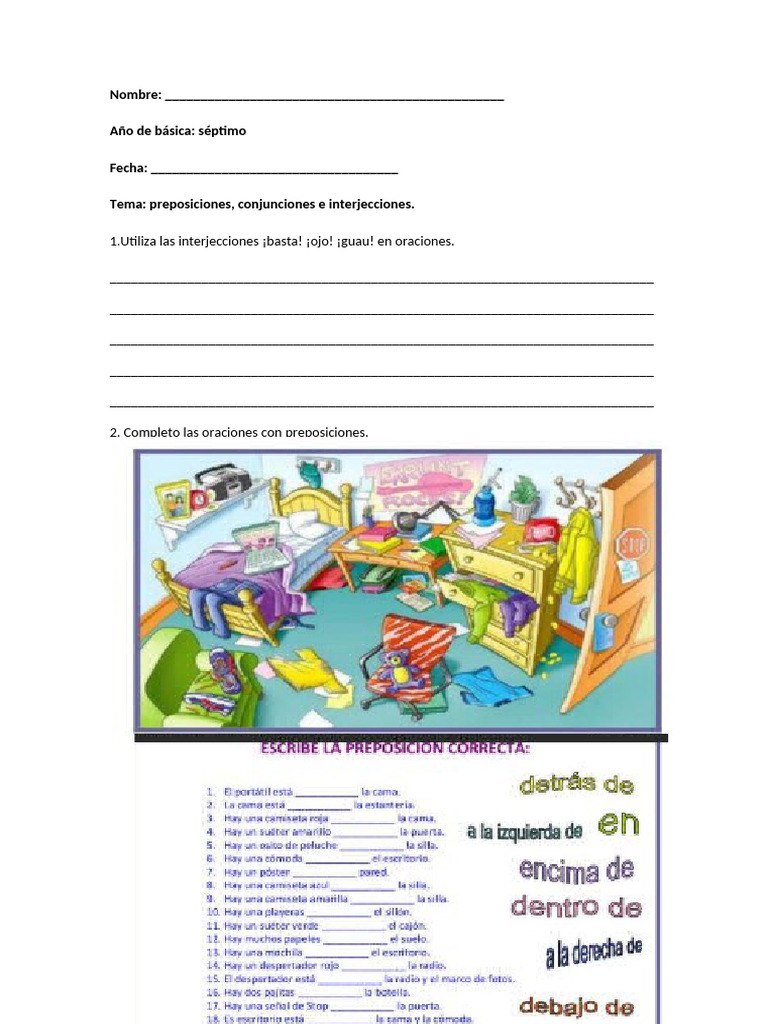 Ejercicios de Preposiciones y Conjunciones | PDF