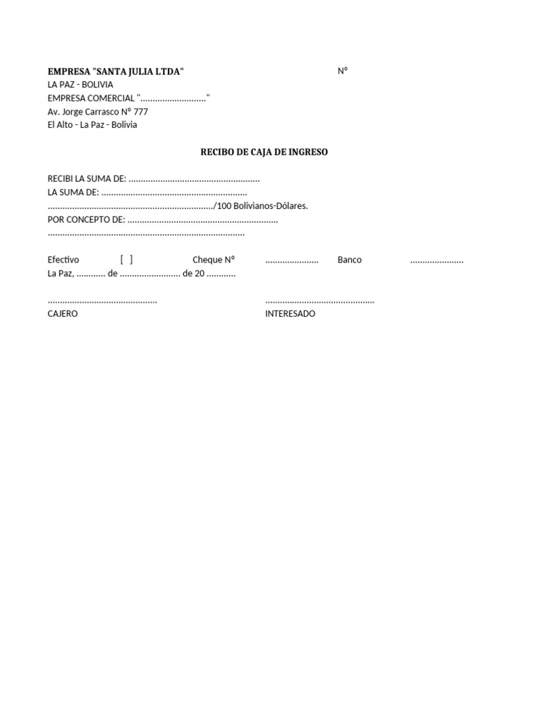 Recibo Caja Ingreso | PDF