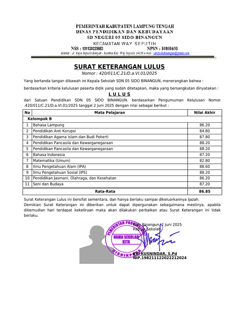 SKL - Adelia Setia Putri | PDF