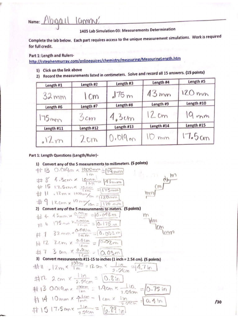 1405 Lab Simulation 03 - Measurements Determination | PDF