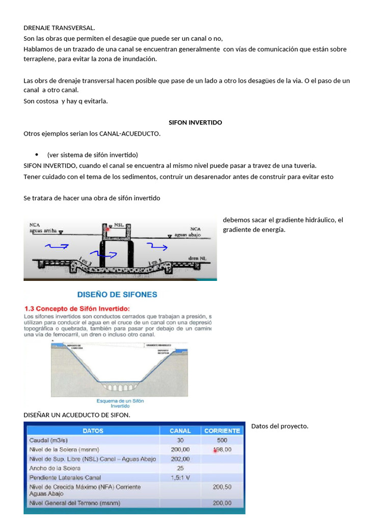 TP7 Drenaje Transversal | PDF | Canal | Tubería (transporte de fluidos)
