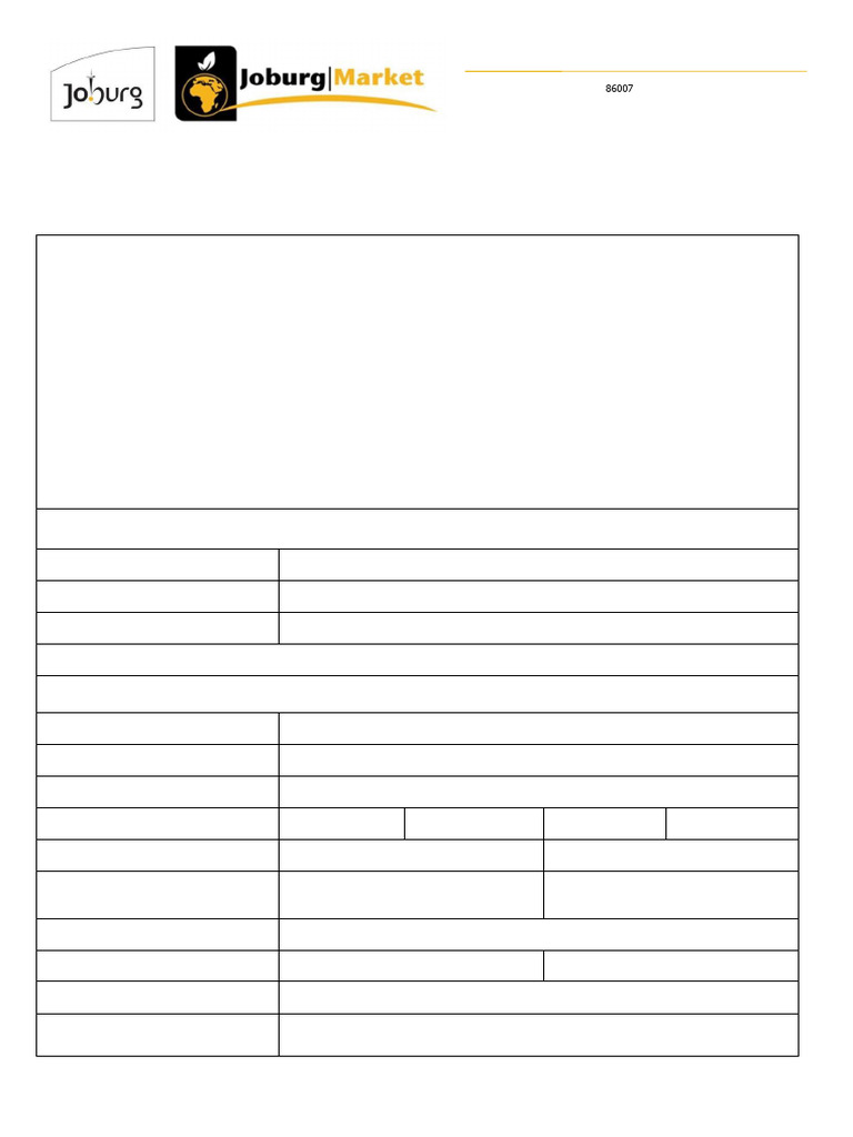 Joburg Market Employment Application Form | PDF | Recruitment | Justice