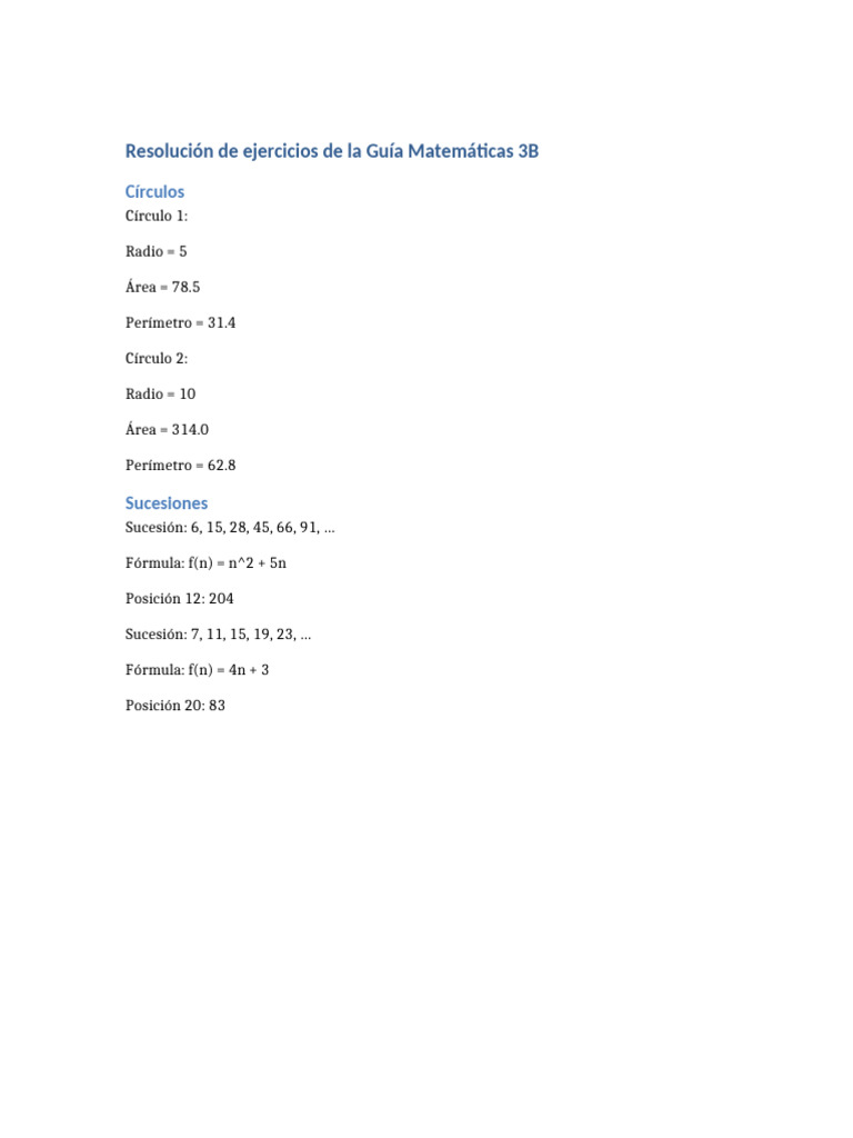 Resolucion Guia Matematicas 3B | PDF