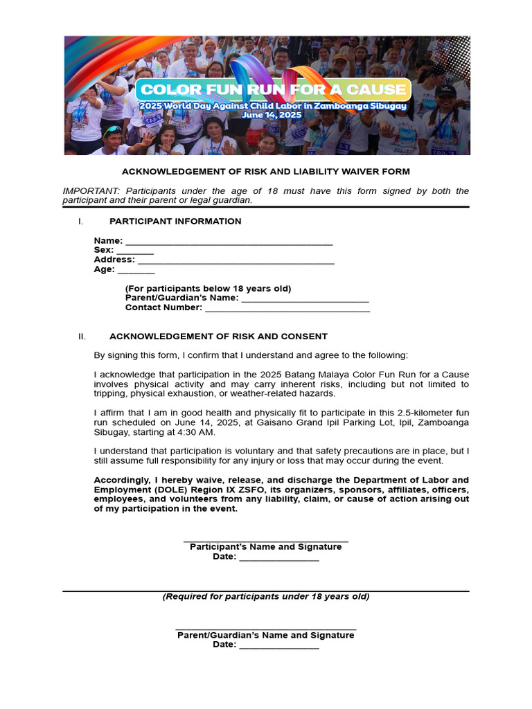 Fun Run Liability Waiver Form | PDF