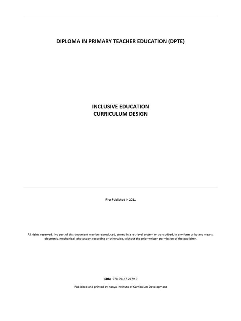 Dpte Te Inclusive Education Design | PDF | Inclusion (Education ...