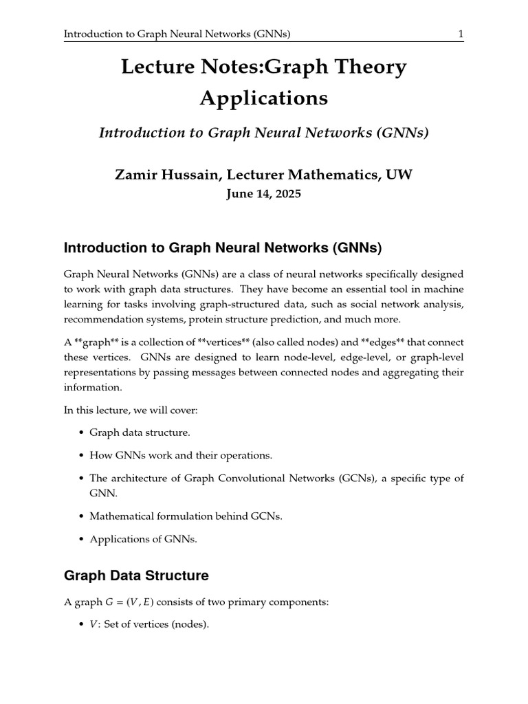 Lecture 14 Graph Neural Networks (GNNS) | PDF | Combinatorics | Theoretical Computer Science