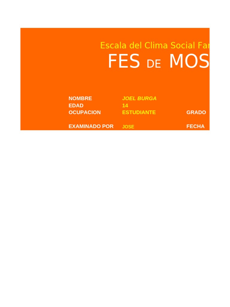 Evaluación del Clima Familiar FES | PDF