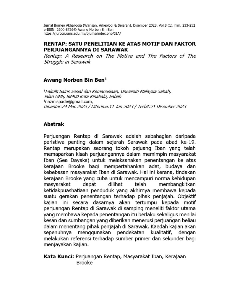 15.+jba Perjuangan Rentap Di Sarawak | PDF