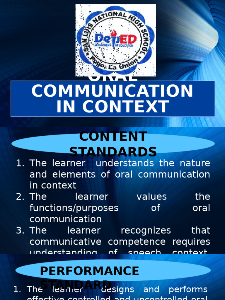 Understanding Oral Communication Essentials | PDF | Communication ...