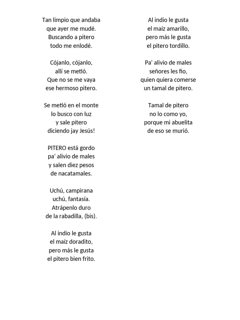 Cancion Del Pitero | PDF