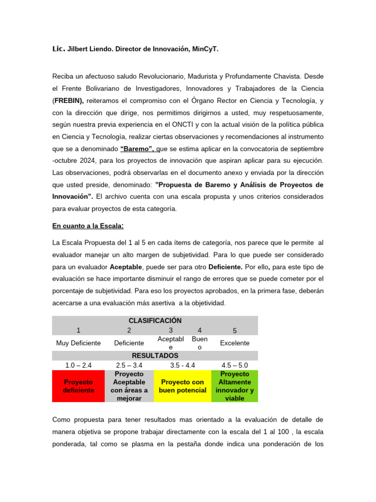 Recomendaciones Baremo | PDF | Innovación | Presupuesto